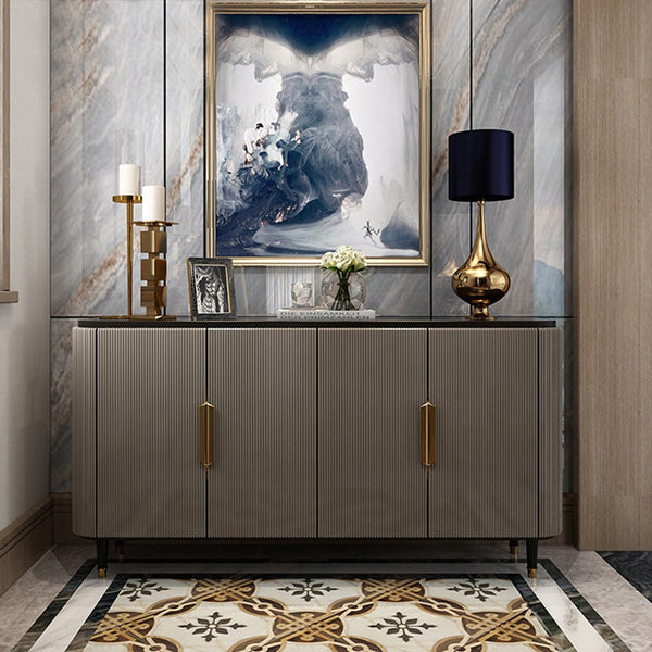 Modern Sideboard Buffet Black Kitchen Cabinet with 4 Doors in Gold Wehomz WEHOMZ