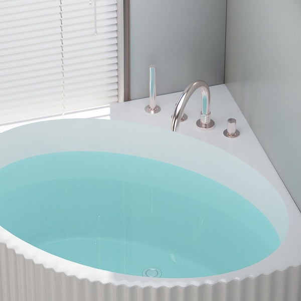 35.43″ Sector Shape Deep Soaking Corner Tub - With Faucet Set, Modern ...