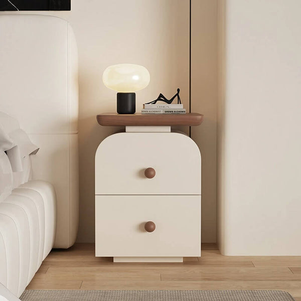 Narrow Bedside Table in Walnut - Solid Wood with Drawers and Shelves ...