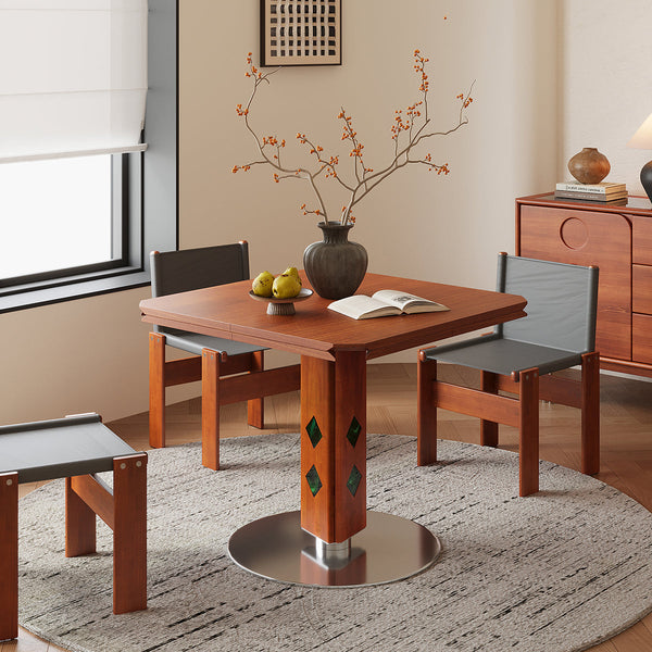 WEHOMZ French Vintage Round Foldable Dining Table with Solid Wood & St