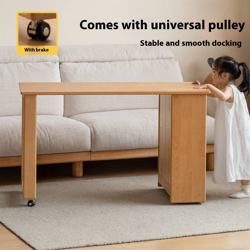 Beech Solid Wood Children's Desk with Pulleys Movable Storage – WEHOMZ