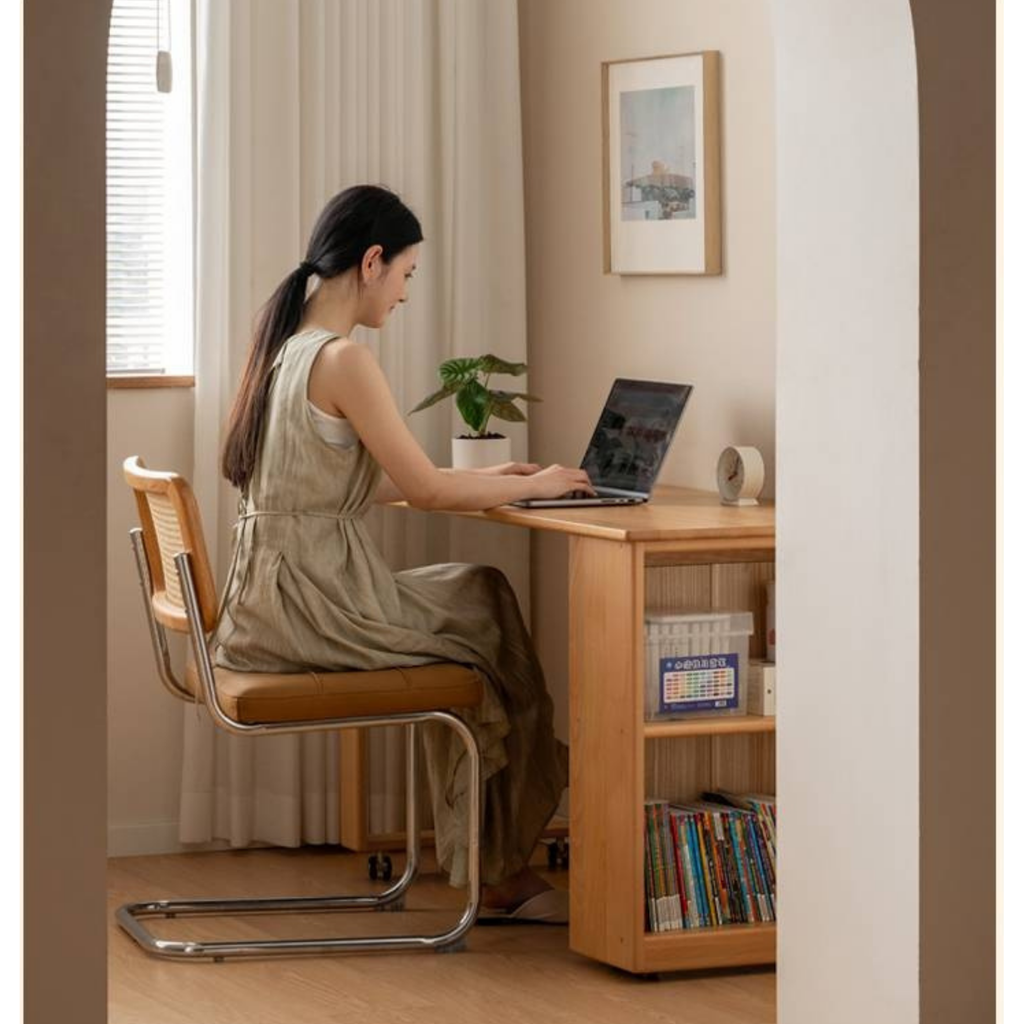 Beech Solid Wood Children's Desk with Pulleys Movable Storage – WEHOMZ