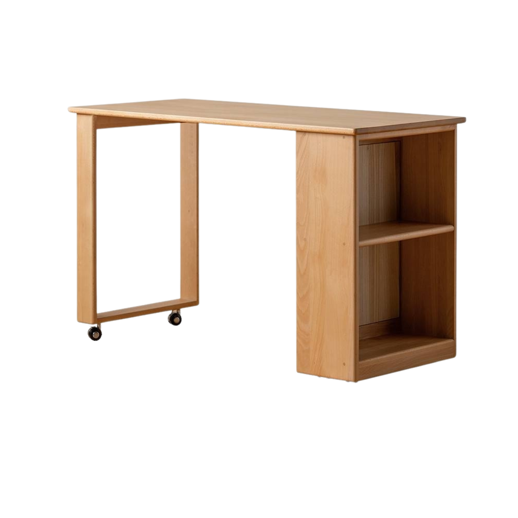 Beech Solid Wood Children's Desk with Pulleys Movable Storage – WEHOMZ