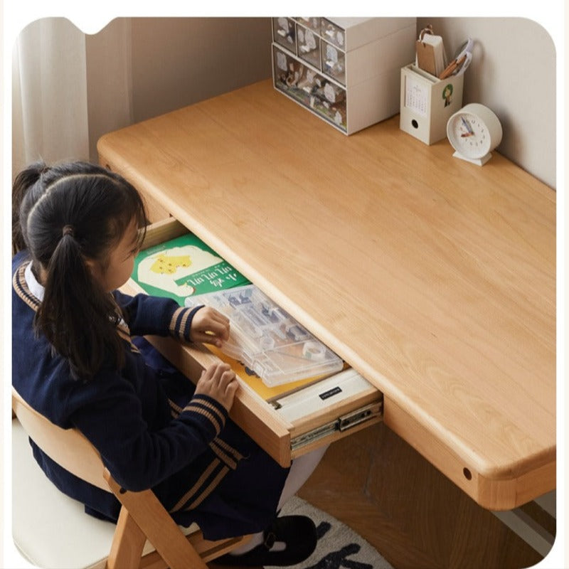 Beech Solid Wood Study Hand Crank Lift Children's Table – WEHOMZ