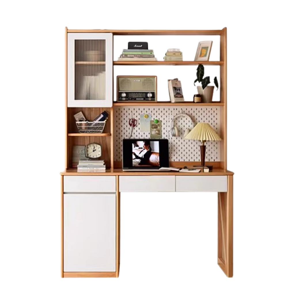 Beech Solid Wood Desk Bookshelf Combination – WEHOMZ