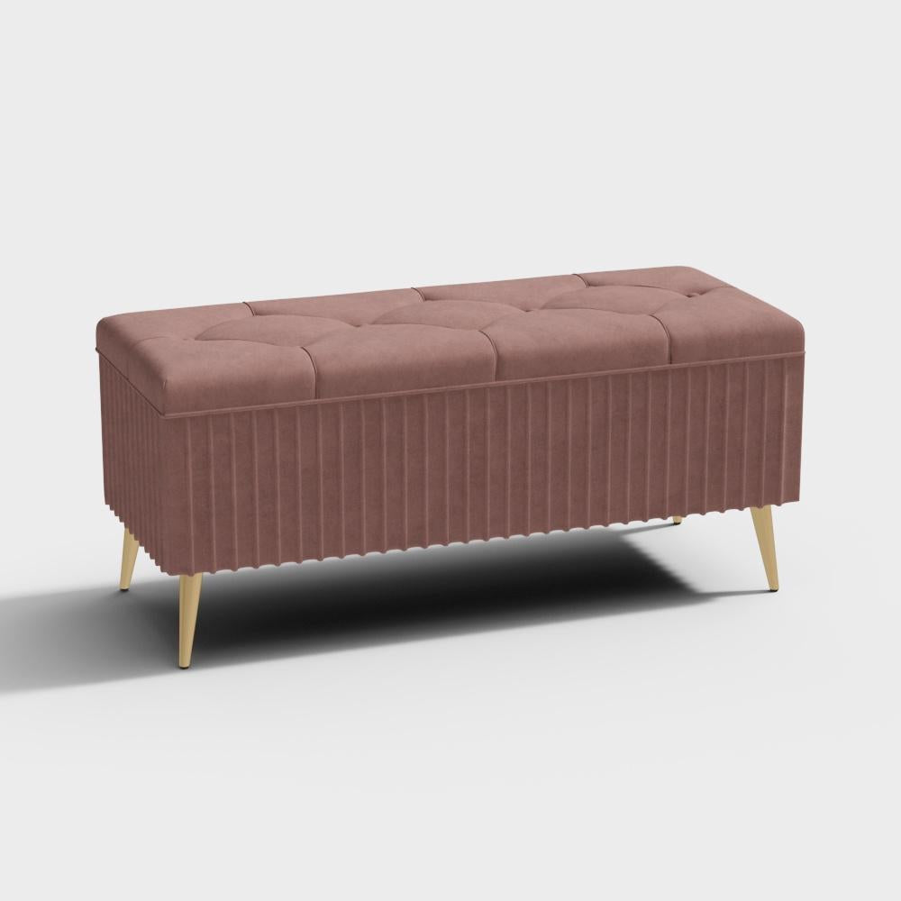 Modern Velvet Storage Bench Flip Top In Pink With Gold Legs Wehomz Wehomz