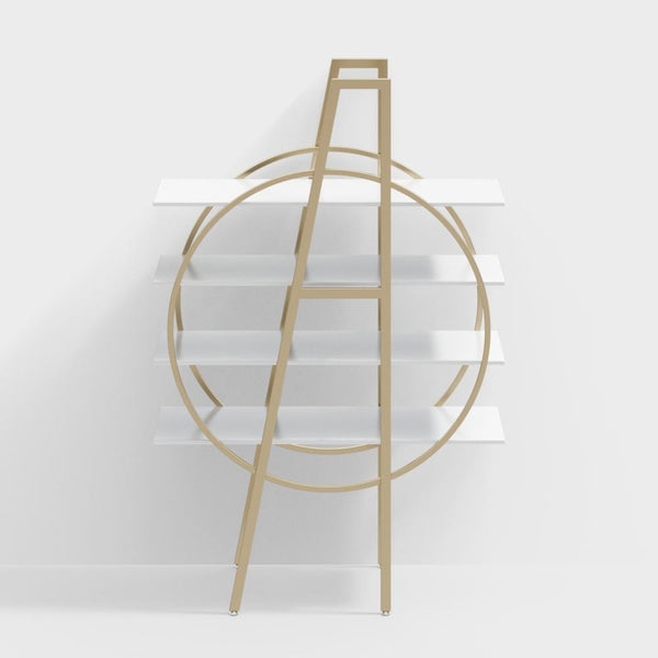 4-Tier Round Open Bookshelf White Display Shelf Gold Frame-Wehomz – WEHOMZ