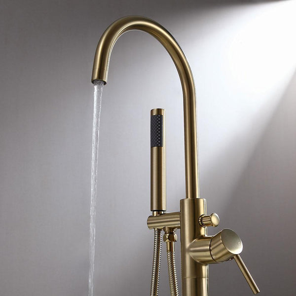 Brewst Freestanding Single Handle Tub Filler Faucet with Handheld ...