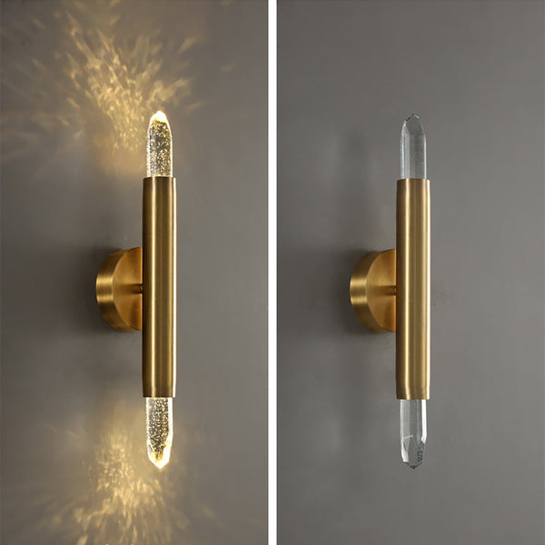 Contemporary Simple 2-Light K9 Crystal Wall Sconce in Brass – WEHOMZ