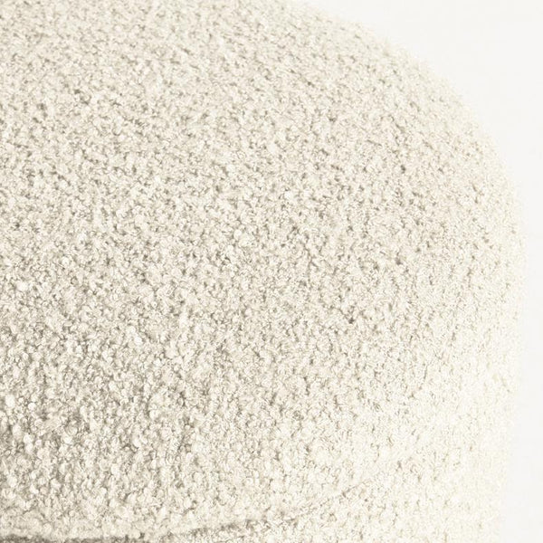 White Boucle Vanity Stool with Flip Top Storage Round Ottoman, Walnut ...