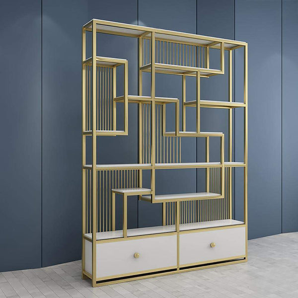 Modern Maze Etagere Bookshelf with 2 Drawers-Wehomz – WEHOMZ
