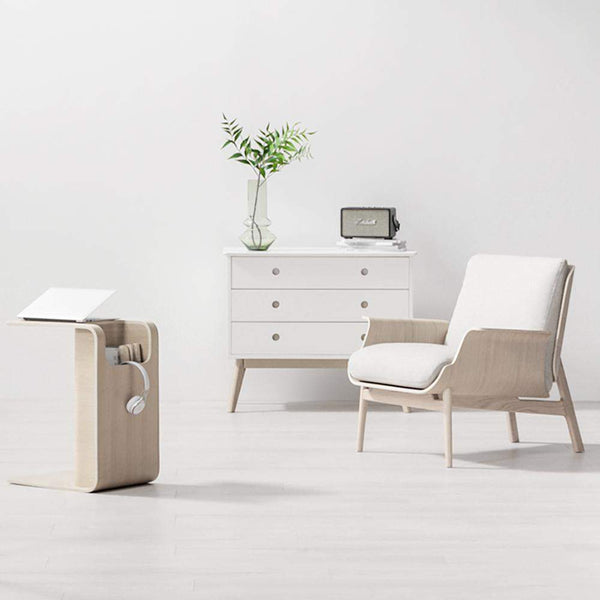 Oak Wood C-Style End Table with Magazine Rack Organizer C Side Table ...