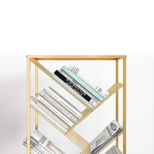 Mid-Century Rectangular Bookshelf Metal Gold Bookcase with Shelves ...
