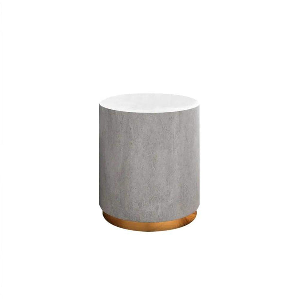 Chic Light Gray Cement & Metal Round Side Table for Living Spaces – WEHOMZ