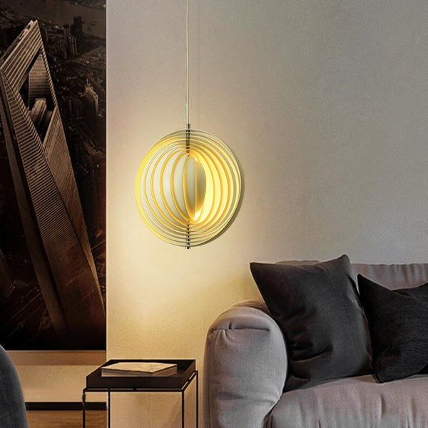 Rotatable Modern 1-Light Globe Metal Pendant Light White Color-Wehomz ...