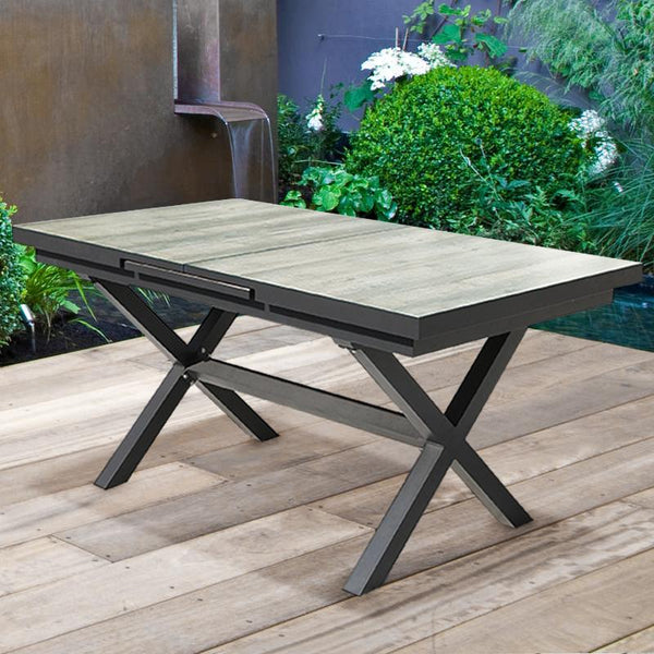 Mid Century Modern Rectangle 6 Person Extendable Outdoor Patio Dining ...